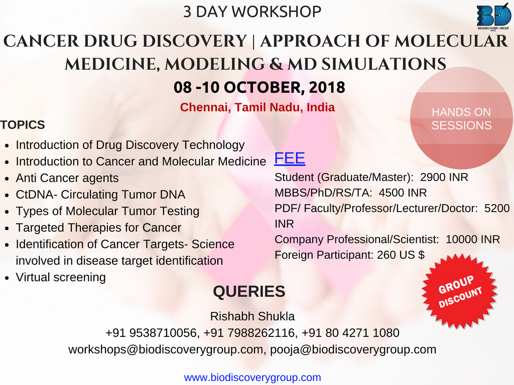 training in cancer drug design in delhi, workshop in cancer drug design ...