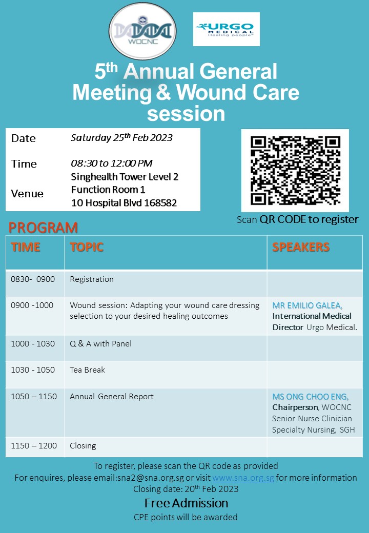 Book WOCNC 5th AGM & Wound Care Session tickets, Singapore | SINGAPORE ...